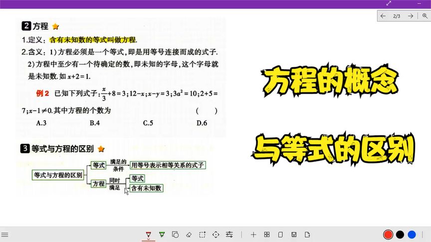 方程的认识,及与等式的区别