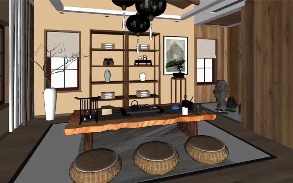 极简茶文化室内茶室设计视频欣赏, “不问室外音,且饮杯中茶”