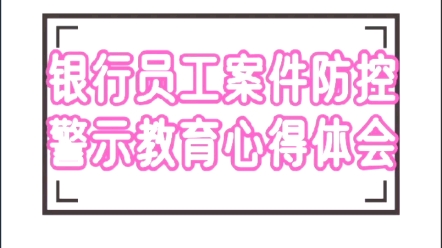 银行员工案件防控警示教育心得体会