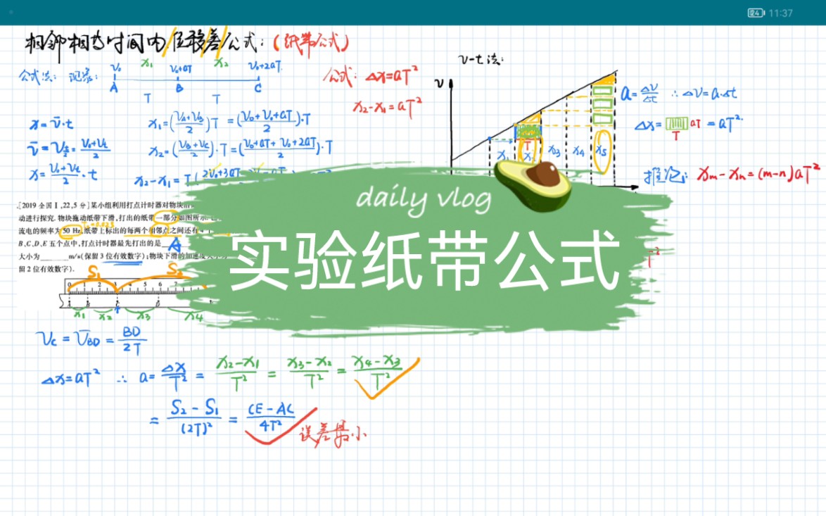 纸带公式+打点计时器求加速度实验
