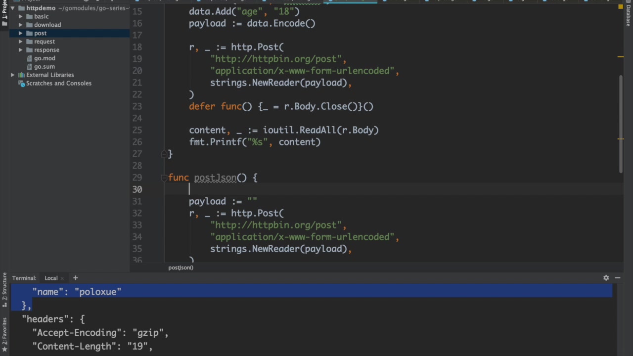 007. Go 中发起 http 请求之 POST 提交 form 表单和 json 数据