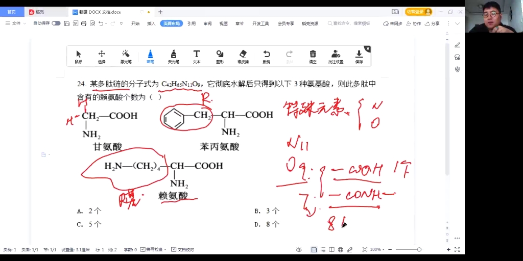 高一生物蛋白质计算例题分享