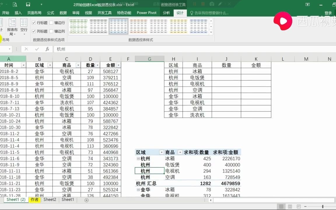 Excel实用技术:数据透视表快速以表格形式显