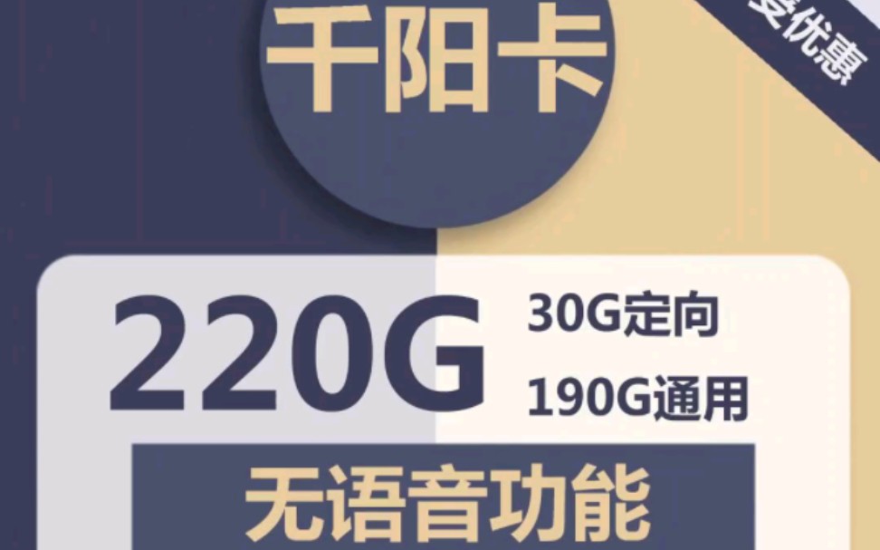 河南星电信千阳卡39元包190G通用+30G定向+无语音功能(长期套餐)