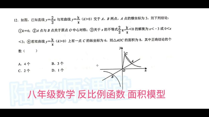 八年级数学 反比例函数 面积模型