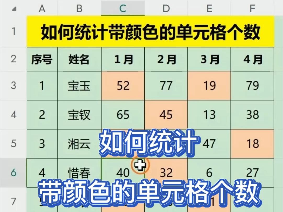 如何统计带颜色的单元格个数