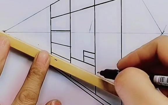 室内手绘 二点透视画衣柜一看就会画立体画 手绘