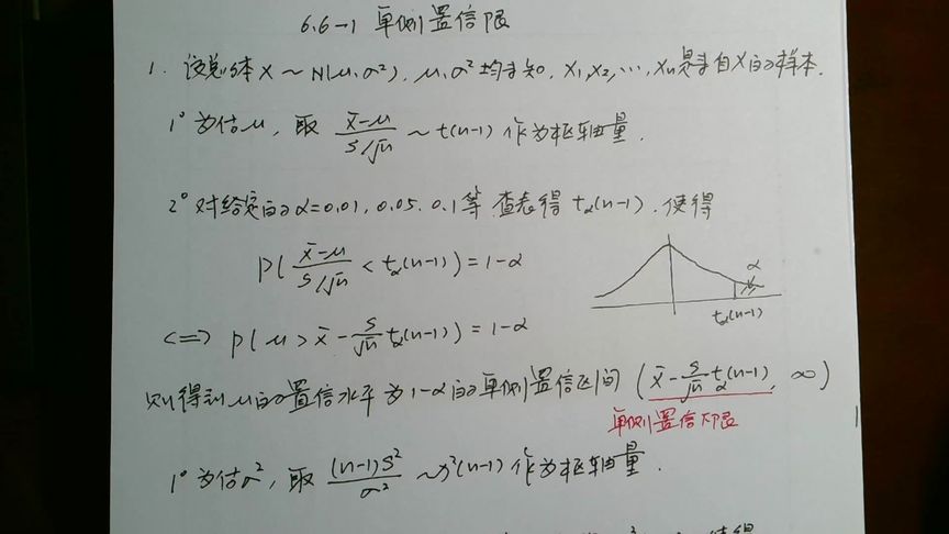 紫燕老师 概率论与数理统计 6.6-1 单侧置信限