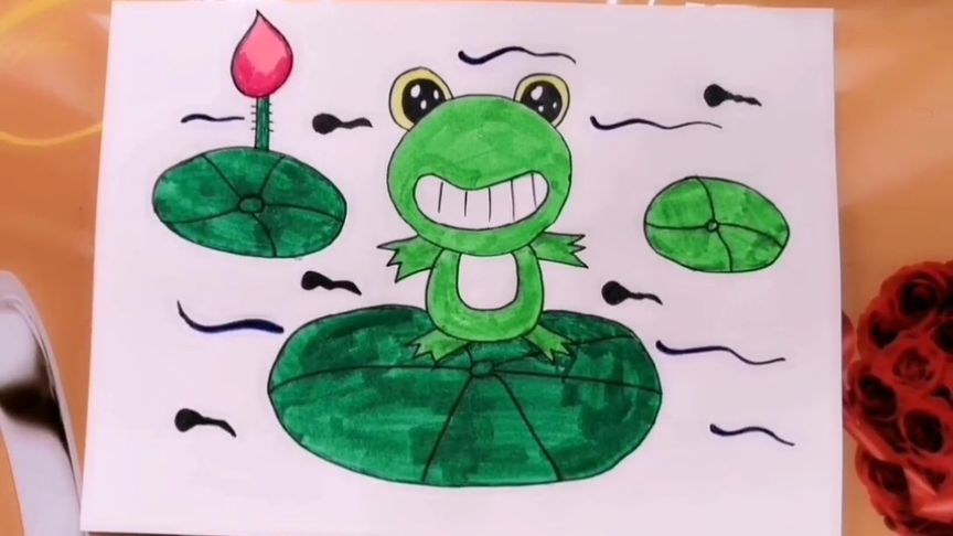 简笔画教程~池塘里的小青蛙,春来了,快和小朋友一起画起来吧