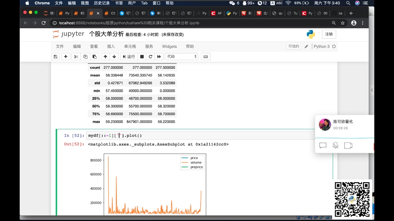 【python股票量化】大单数据分析——股票数据可视化 python一对一...