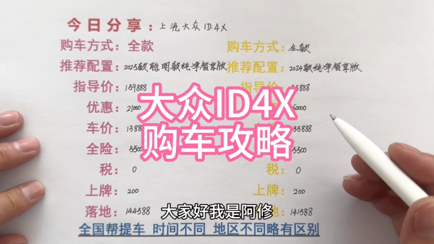 上汽大众ID4X购车攻略分享,大众ID4预算明细讲解