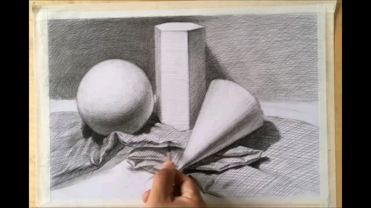 素描几何体组合1——完成