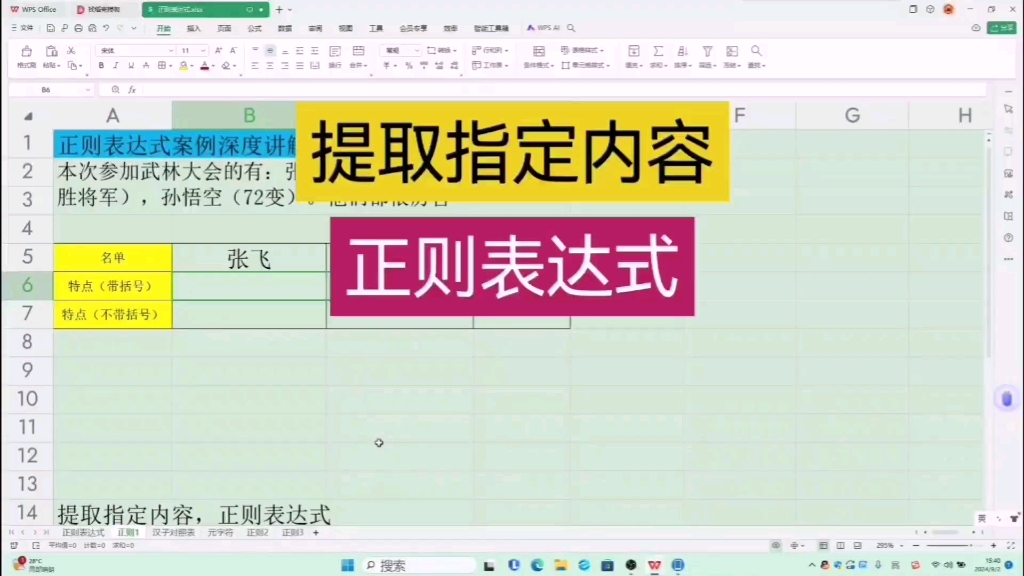 提取指定内容 正则表达式 WPS Excel office