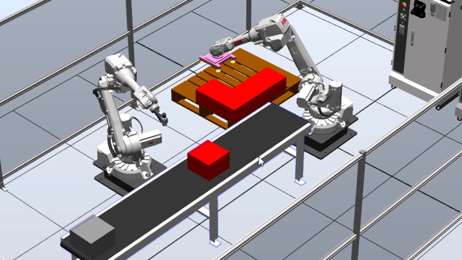 ABB机器人重复喷涂码垛工作站虚拟仿真设计Robotstudio