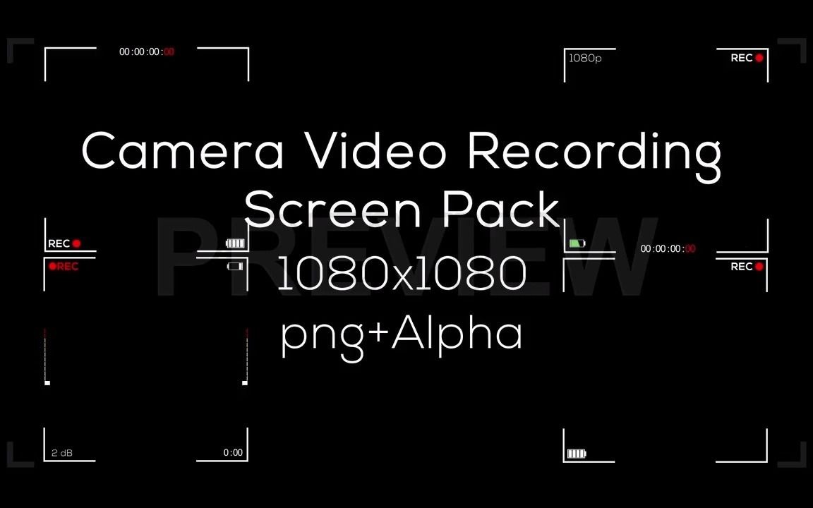 Pr遮罩素材 4组方屏取景框模拟录像相机屏幕透明通道 Pr视频素材