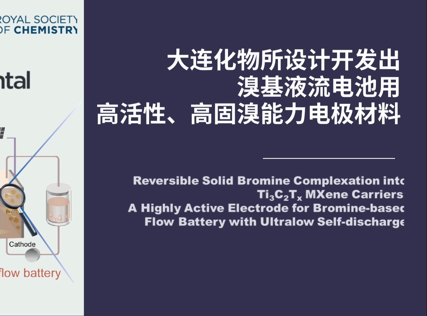 一分钟解读科研进展丨大连化物所设计开发出溴基液流电池用高活性、...