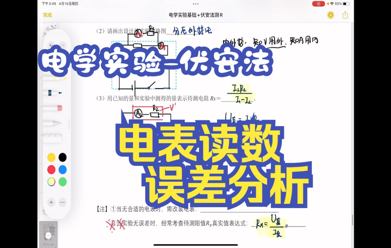 【电学实验】伏安法测电阻“读数问题”“数据分析”及“误差分析”...
