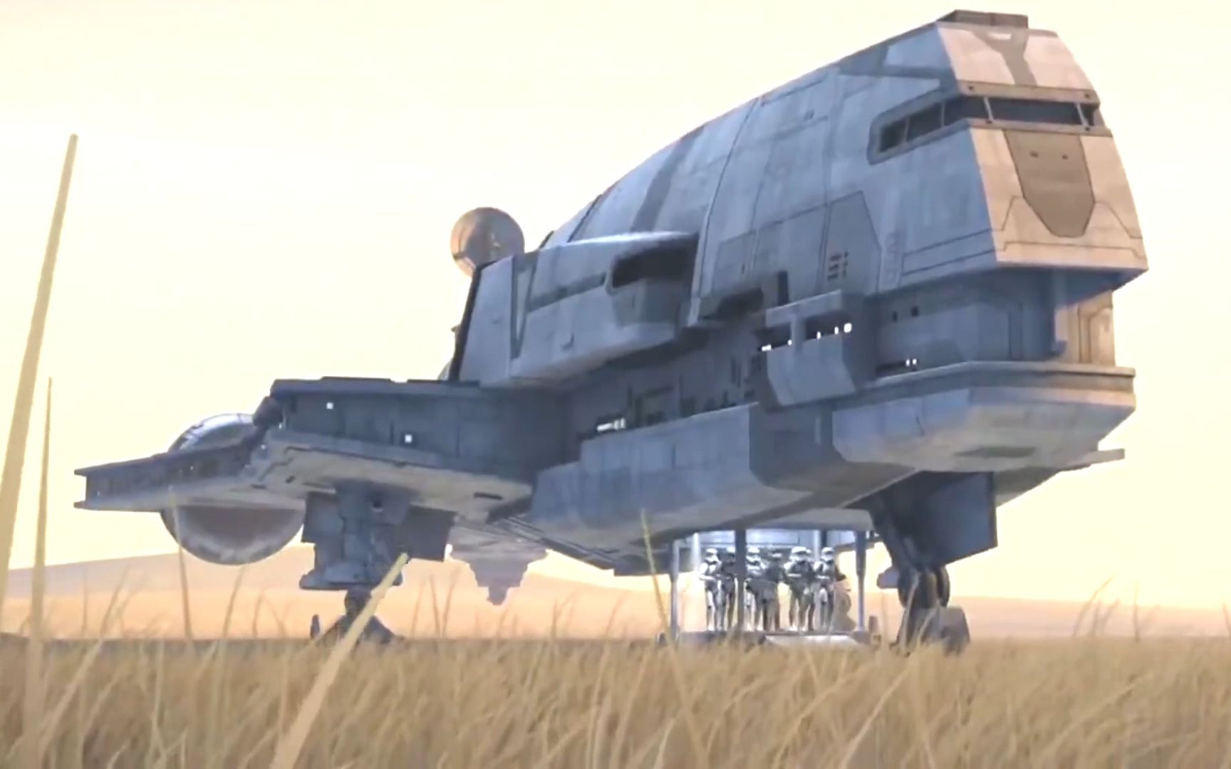 星球大战 暴风兵乘坐Gozanti级星际运输船登陆Lothal类地行星