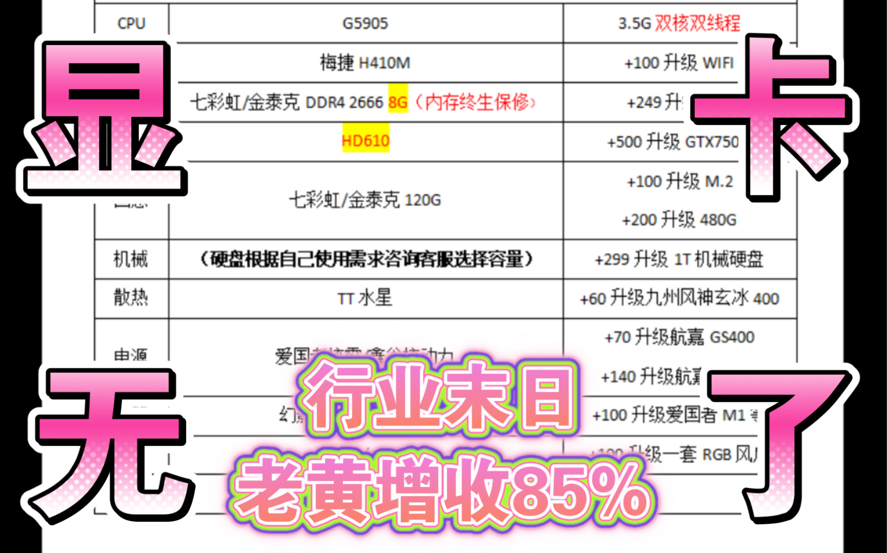 2021年9月电脑装机配置单推荐 老黄断供大陆了 价格看看就好