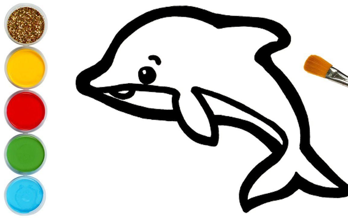 儿童简笔画,可爱的小海豚 每日一画