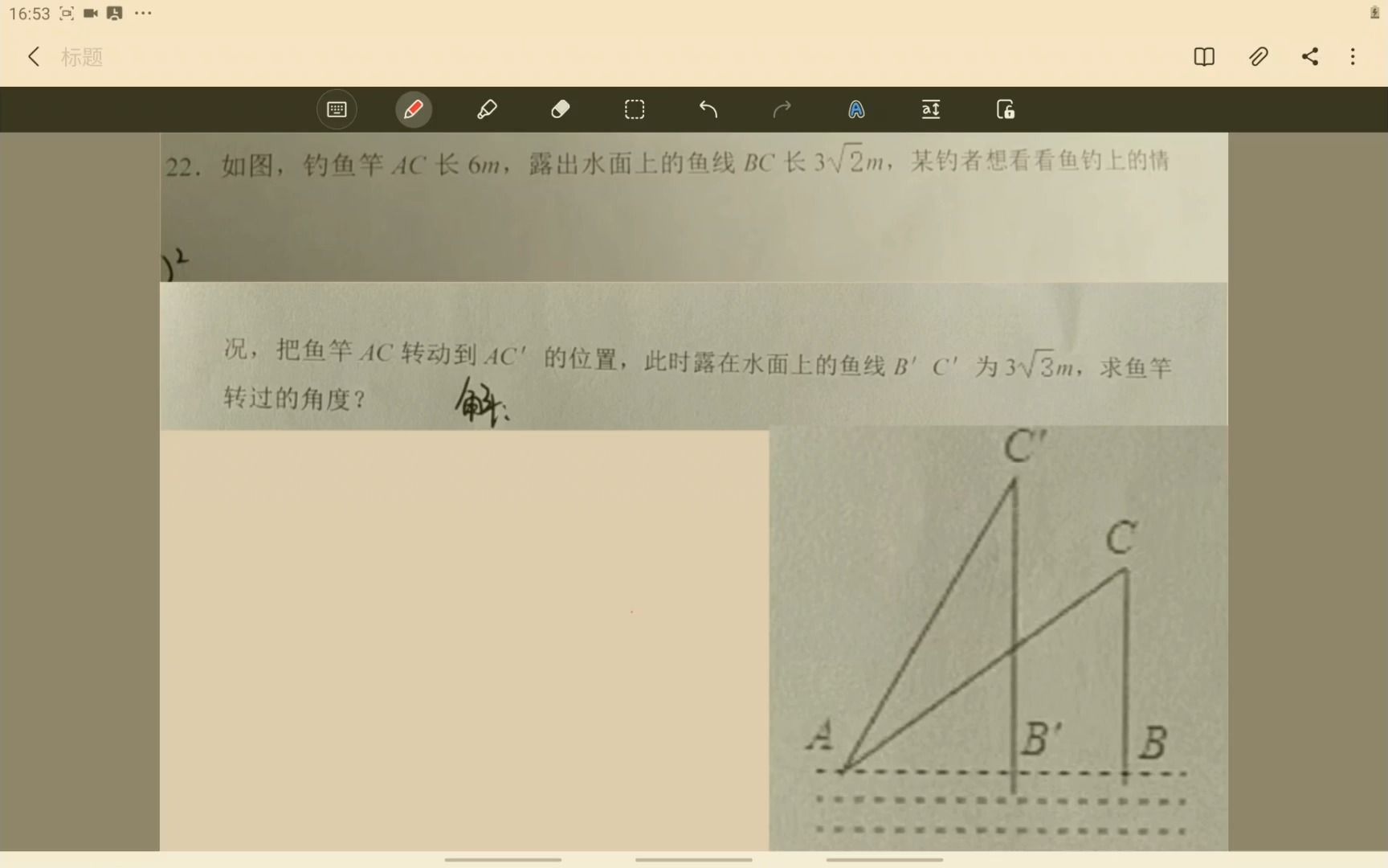 【初中生数学】一道用三角函数求角度的题(一名初中生的讲解,不喜勿喷)