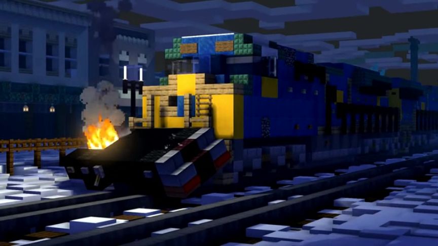 《我的世界》CSX的火车撞上了汽车动画