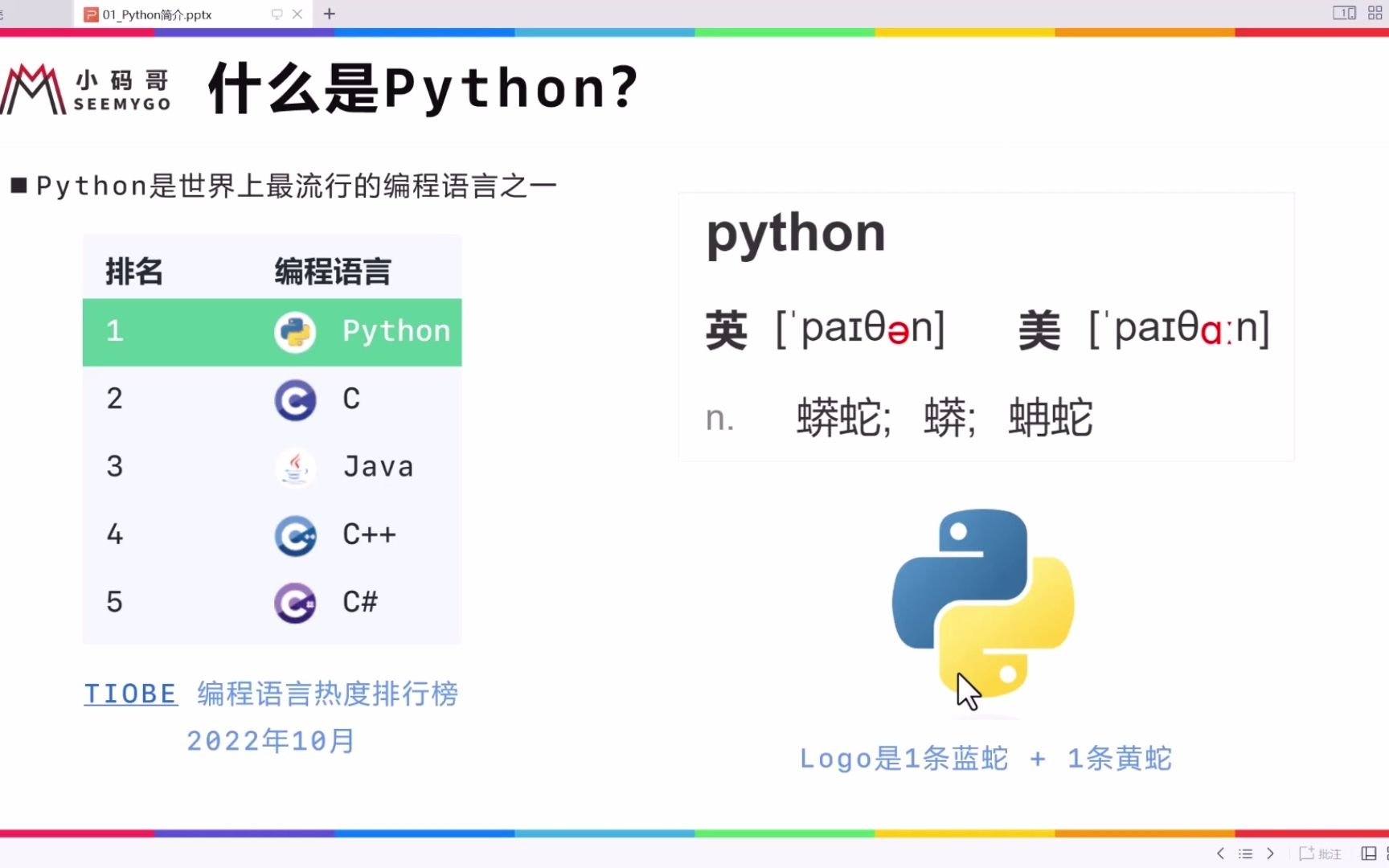 初识Python~(Python简介,Python的由来,Python的特点)