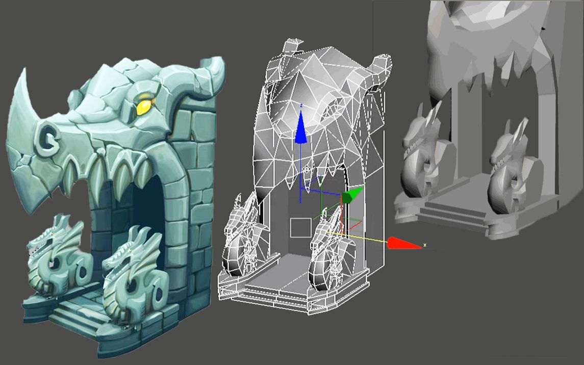 【3DMAX场景建模】龙头石门建模教程,大佬教你轻松上手布线技巧,...