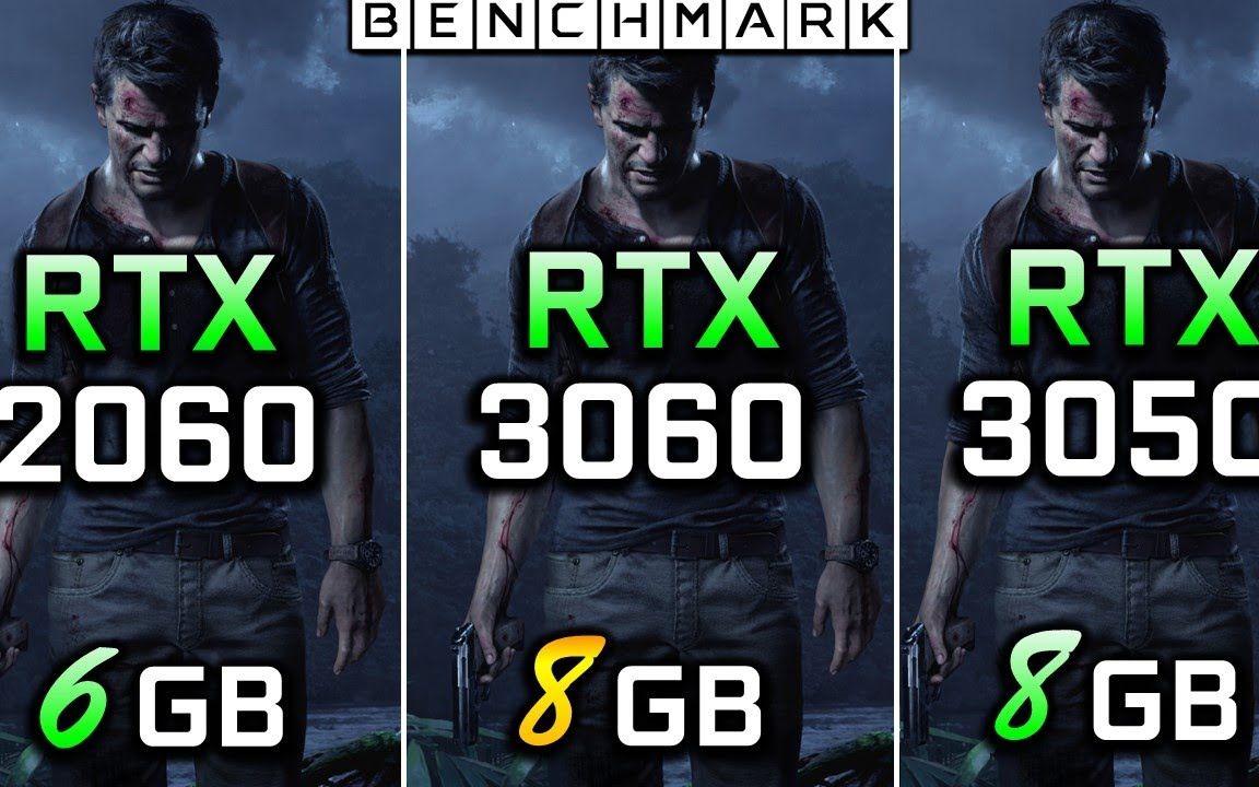 RTX 2060 6GB, RTX 3060 8GB和RTX 3050 8GB在几个游戏里面的对比