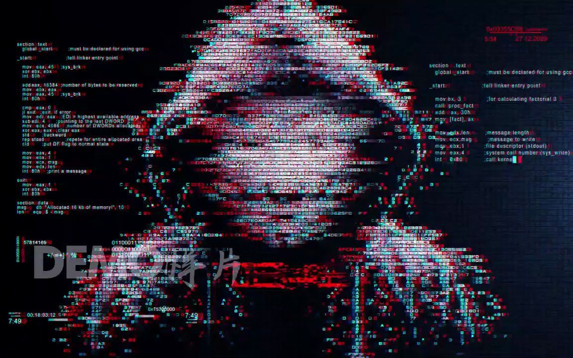 ...高科技感互联网计算机粒子数字黑客形象5分钟倒计时动态视频素材