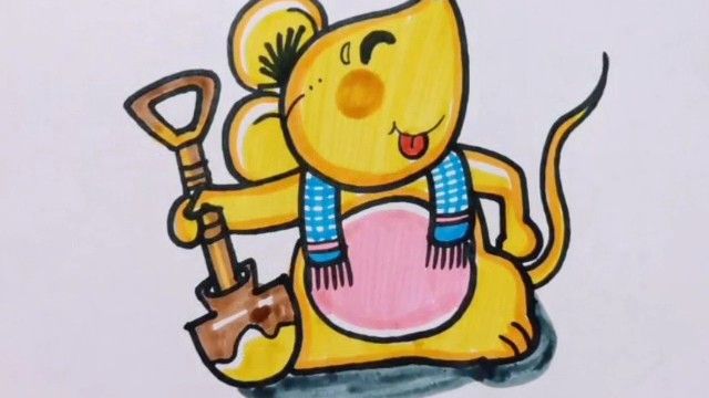 能干的小老鼠,卡通画教程,绘画视频!