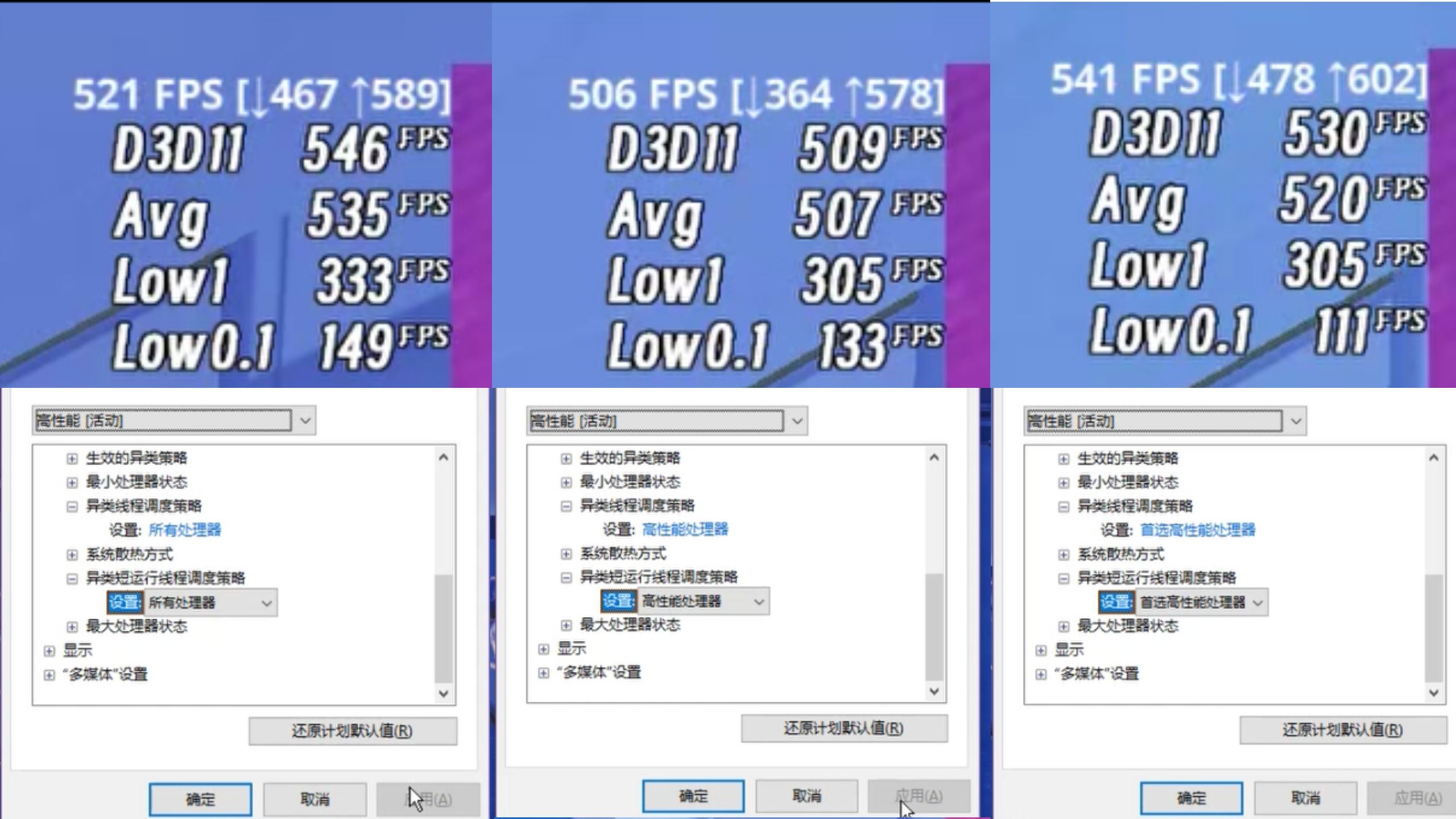 ...线程调度策略(电源计划选高性能/平衡,策略选所有处理器)【堡垒之夜】