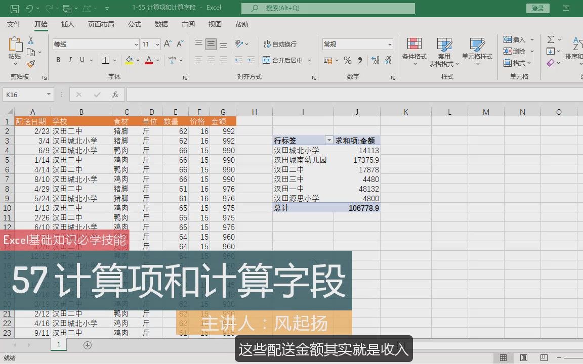 Excel基础教程57 计算项和计算字段 怎么用excel