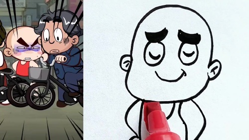 1114. 小时候坐自行车,创意简笔画,儿童画,一起学画画