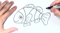 儿童简笔画;如何画一个小丑鱼一步一步小丑鱼图画