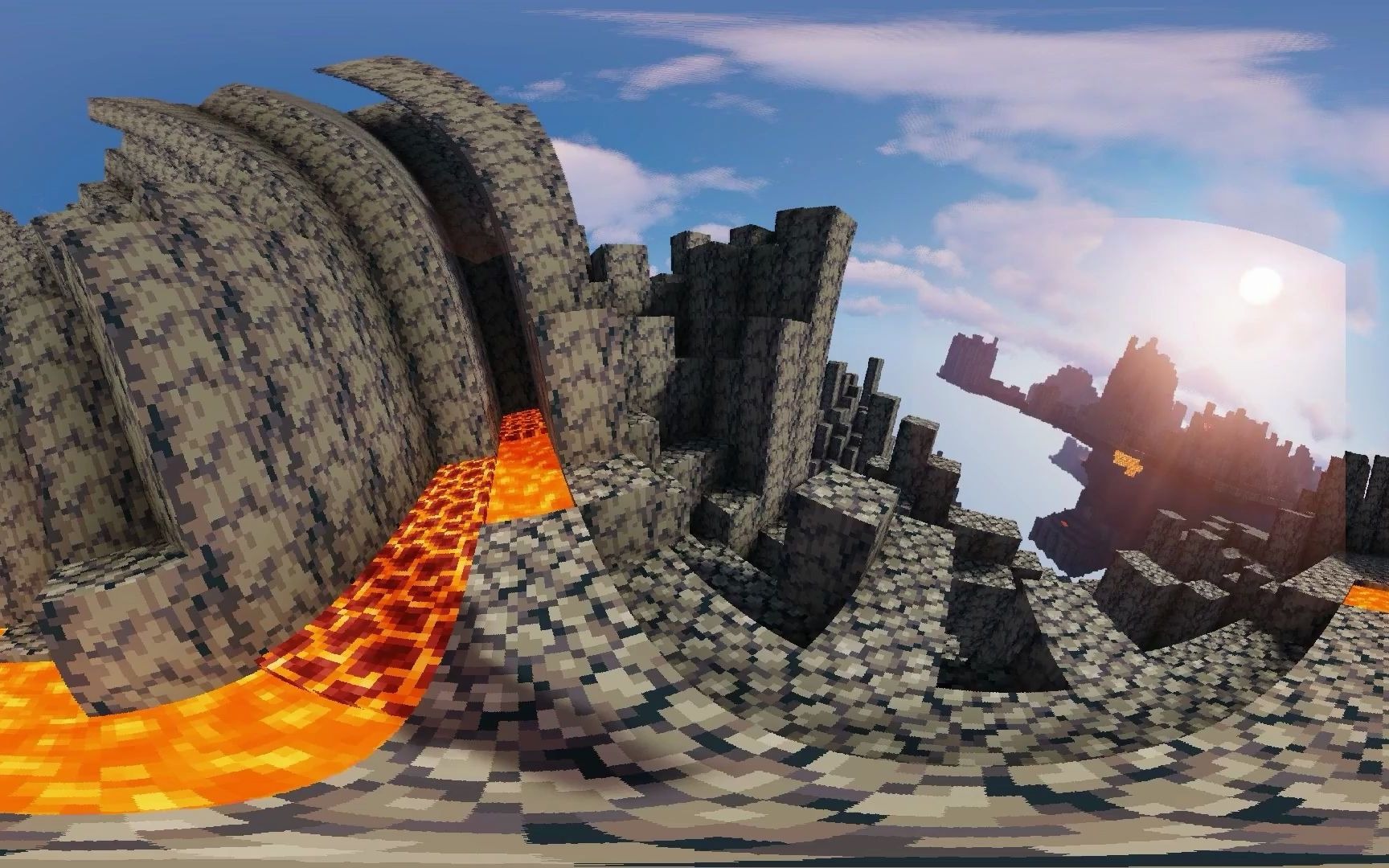 【360°全景】我的世界玄武岩浮岛欣赏