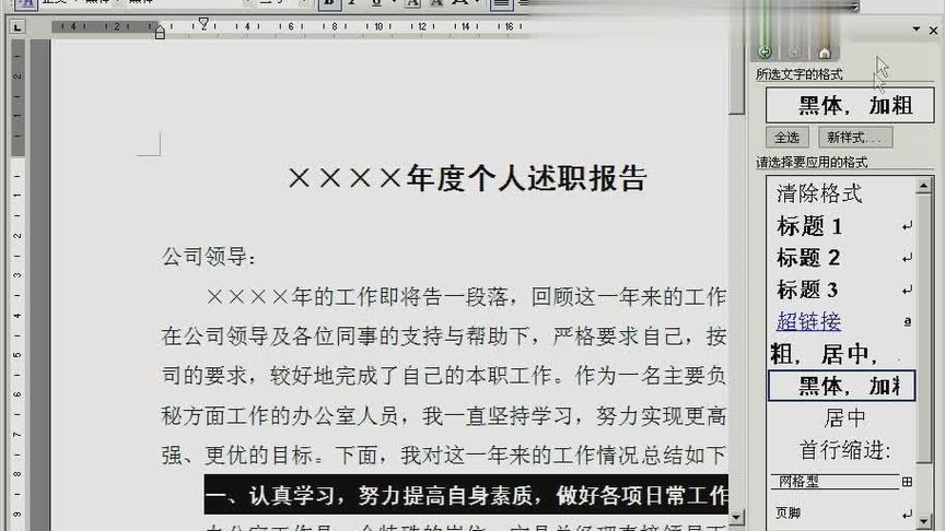 word视频3 设置文档的样式