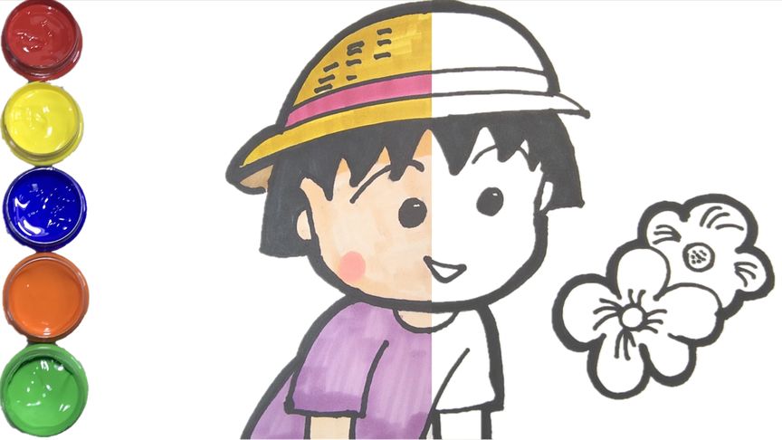 麦克简笔画32:可爱的樱桃小丸子妹妹又调皮,花朵送给漂亮妈妈