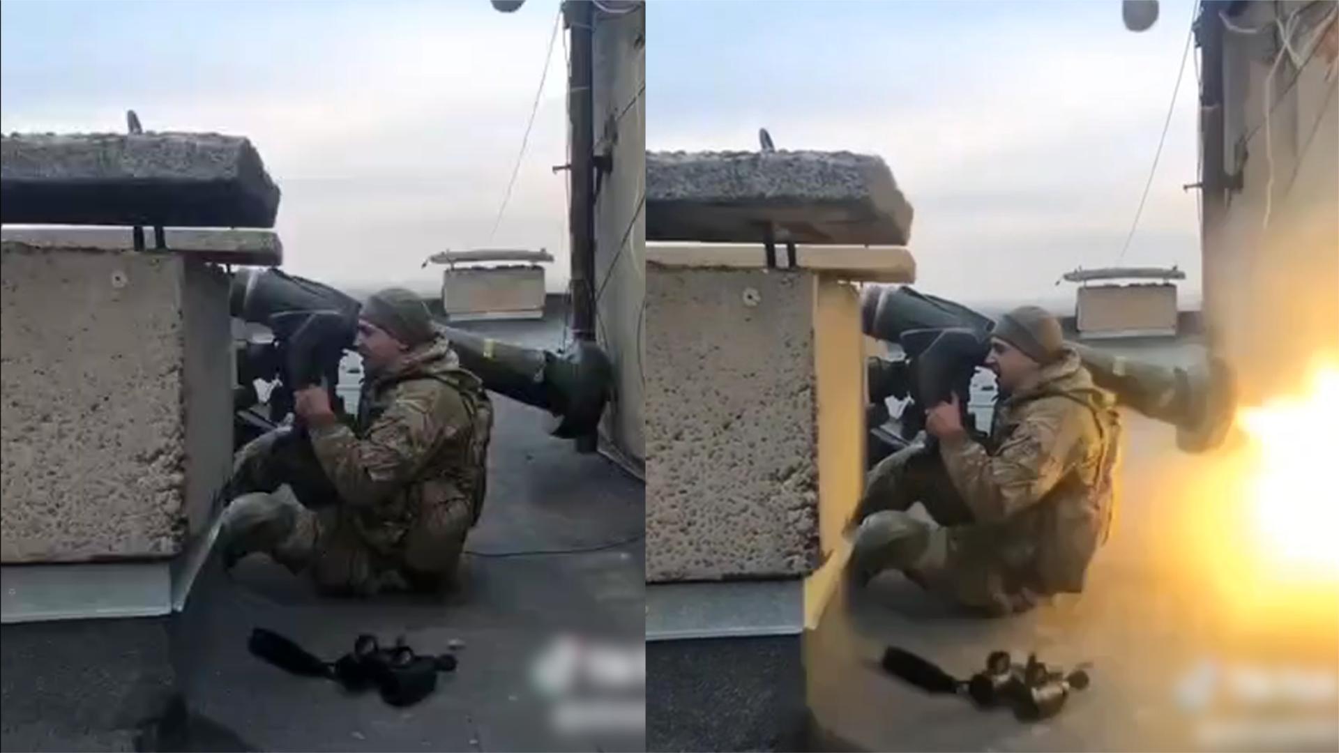 乌军在楼顶使用美制标枪,特地挑开口处射击,细节虽小不容马虎