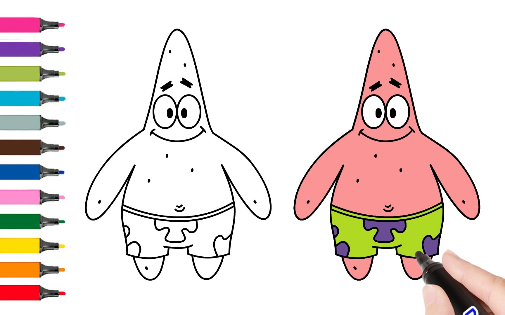 怎样画海绵宝宝派大星简笔画儿童绘画宝宝学画画教程动画 SpongeBob