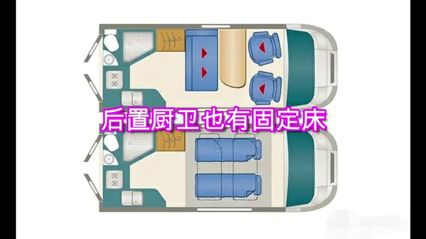 后置厨卫的B型房车,也可以有固定床,这款B型房车的设计就做到了