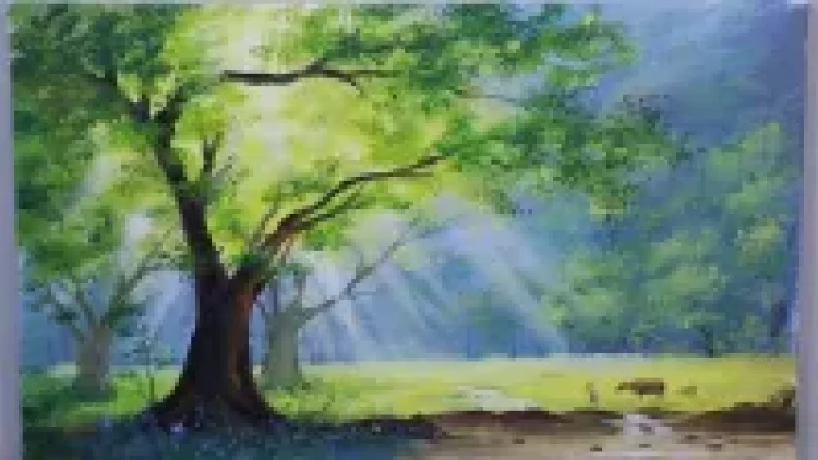 (二)风景树的画法,调色小技巧,新手也能简单画,很实用