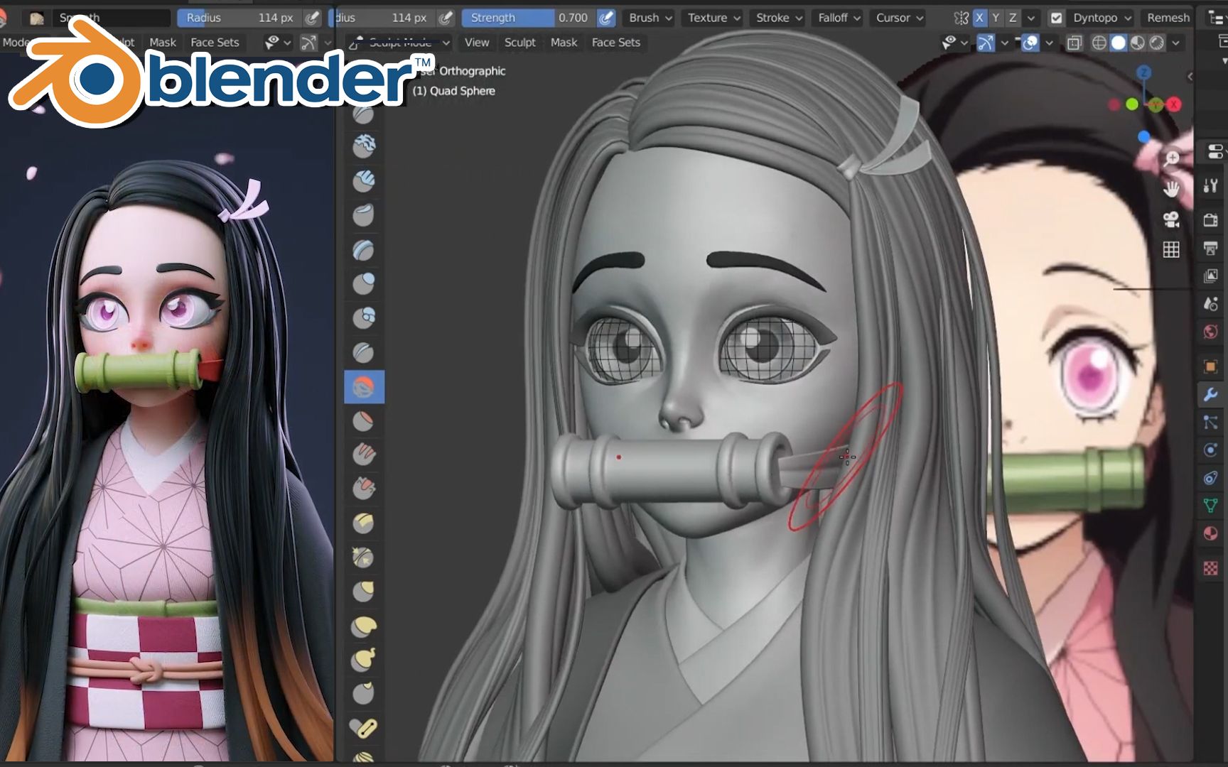 如何用blender雕刻一个特萌祢豆子?不要眨眼睛!