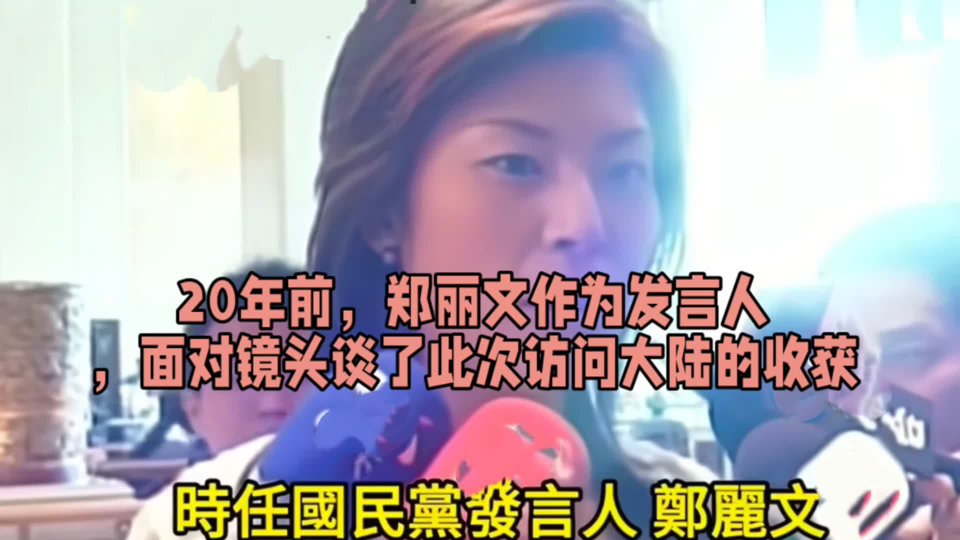 20年前,郑丽文作为发言人,面对镜头谈了此次访问大陆的收获