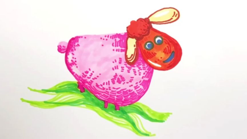 可爱小绵羊简笔画#原创粉色小羊简笔画