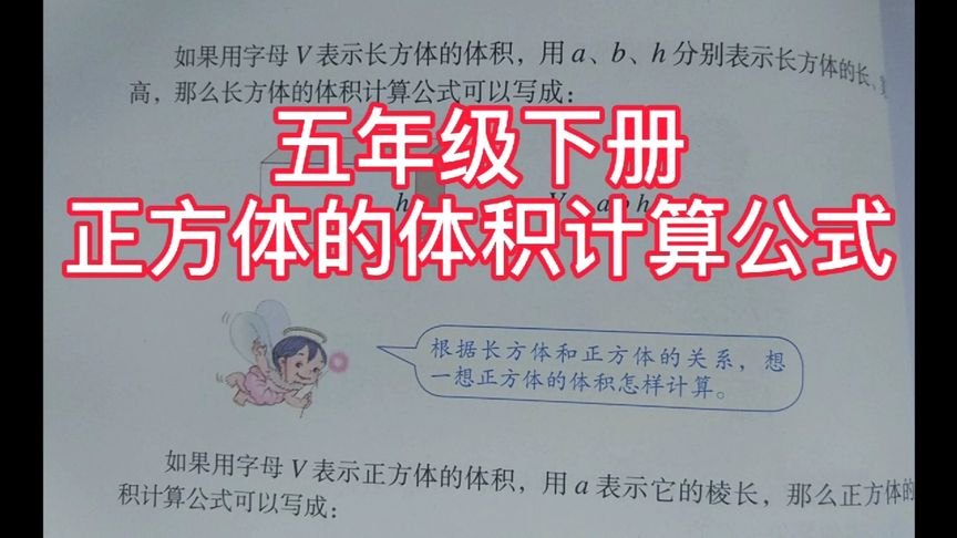人教版数学五年级下册正方体的体积计算公式