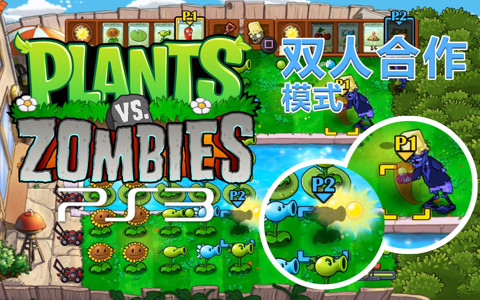 植物大战僵尸 PS3 | 主机独占模式 【双人合作模式 CO-OP】泳池