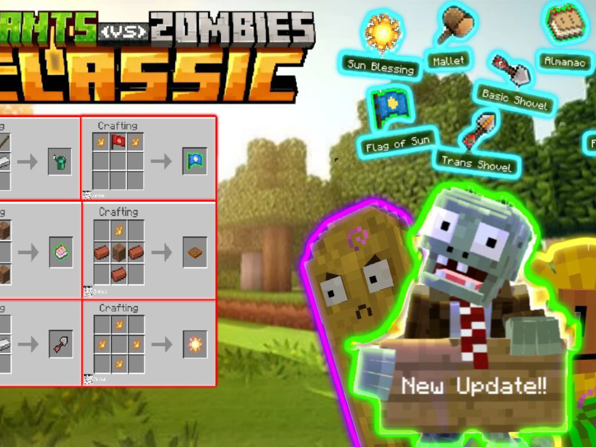 [我的世界模组推荐]高质量植物大战僵尸经典模组!物品可以在生存模式...