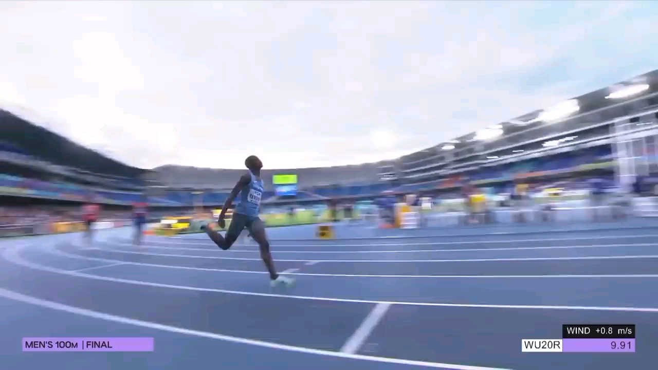 2022年世界青年U20田径锦标赛博茨瓦纳选手Letsile Tebogo以9.91秒(...