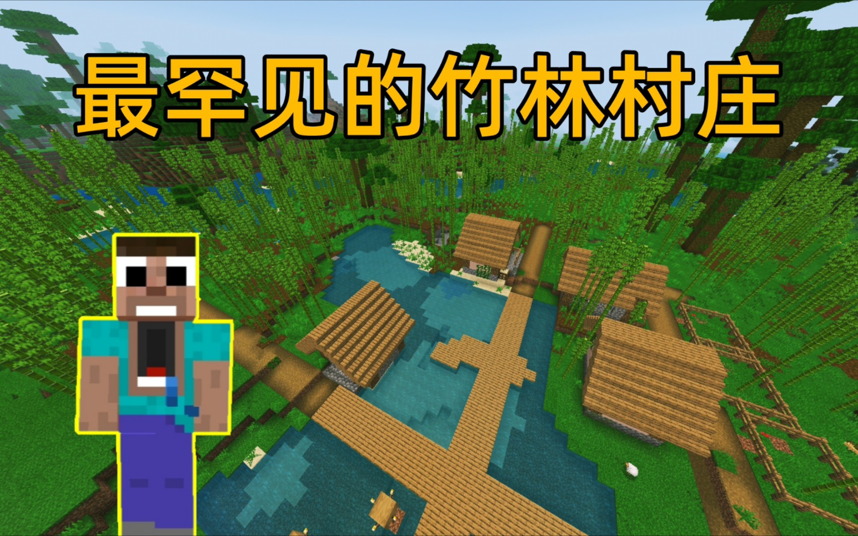 Mc中最罕见的竹林村庄!竹子直接顶掉村民房檐~